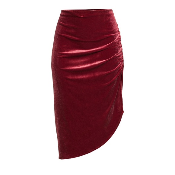 Time and Tru | Skirts | Time And Tru Red Velvet Velour Fitted Side ...